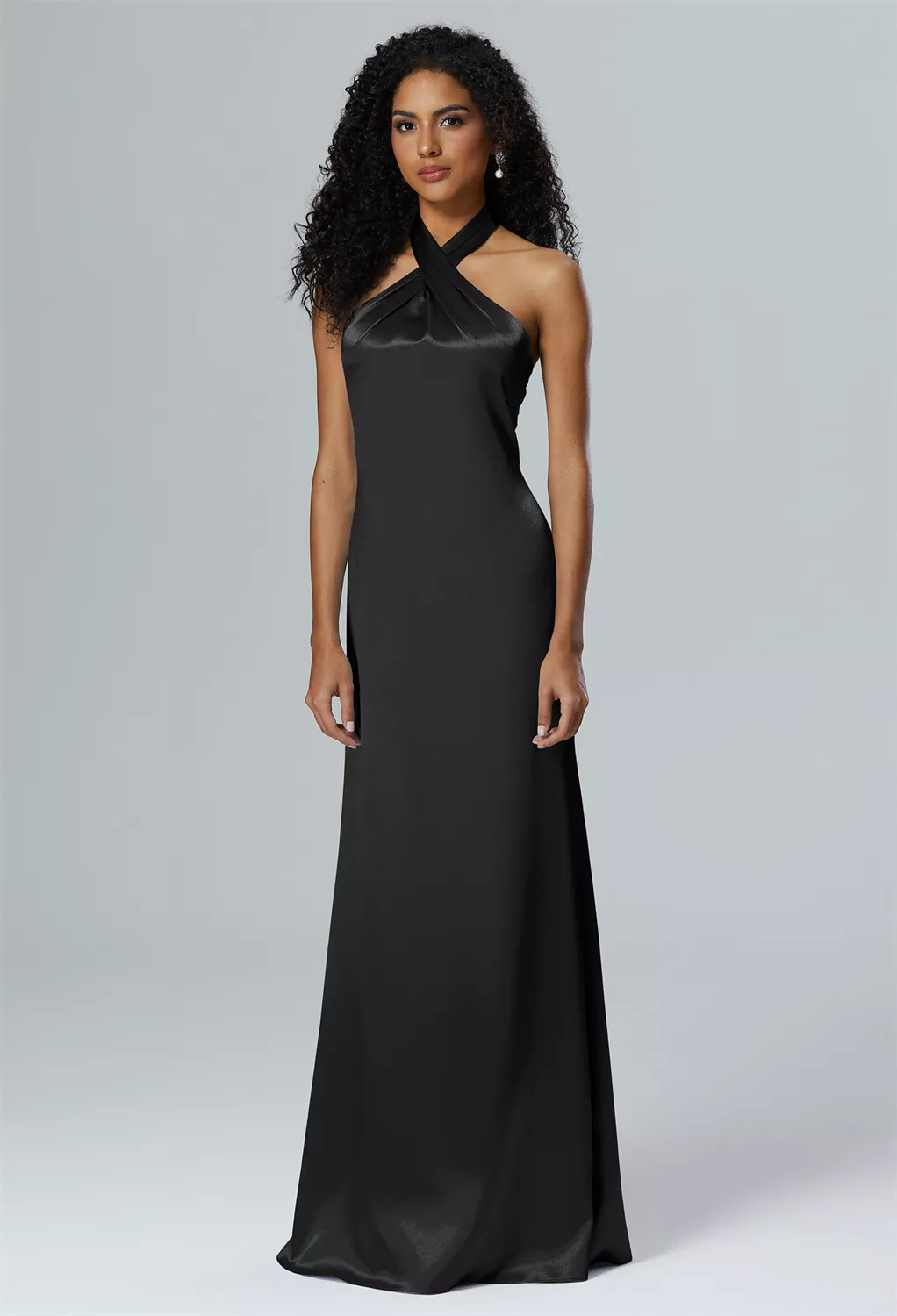 AW Louie Dress, Champagne Crystal Satin Satin Charmeuse Floor Length Cowl Neckline Bridesmaid ...